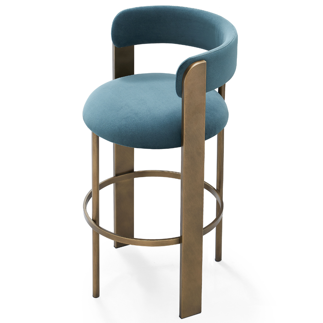 Milo Brass Bar Chair - Blue – RIS Store KSA
