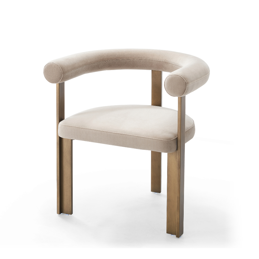 Bram Greige Dining Chair - Brass Frame – RIS Store KSA